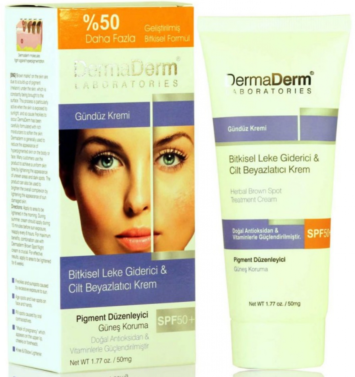 Dermaderm Cilt Lekelerine Karşı Krem Gündüz Kremi SPF 50 % 3 Arbutin ...